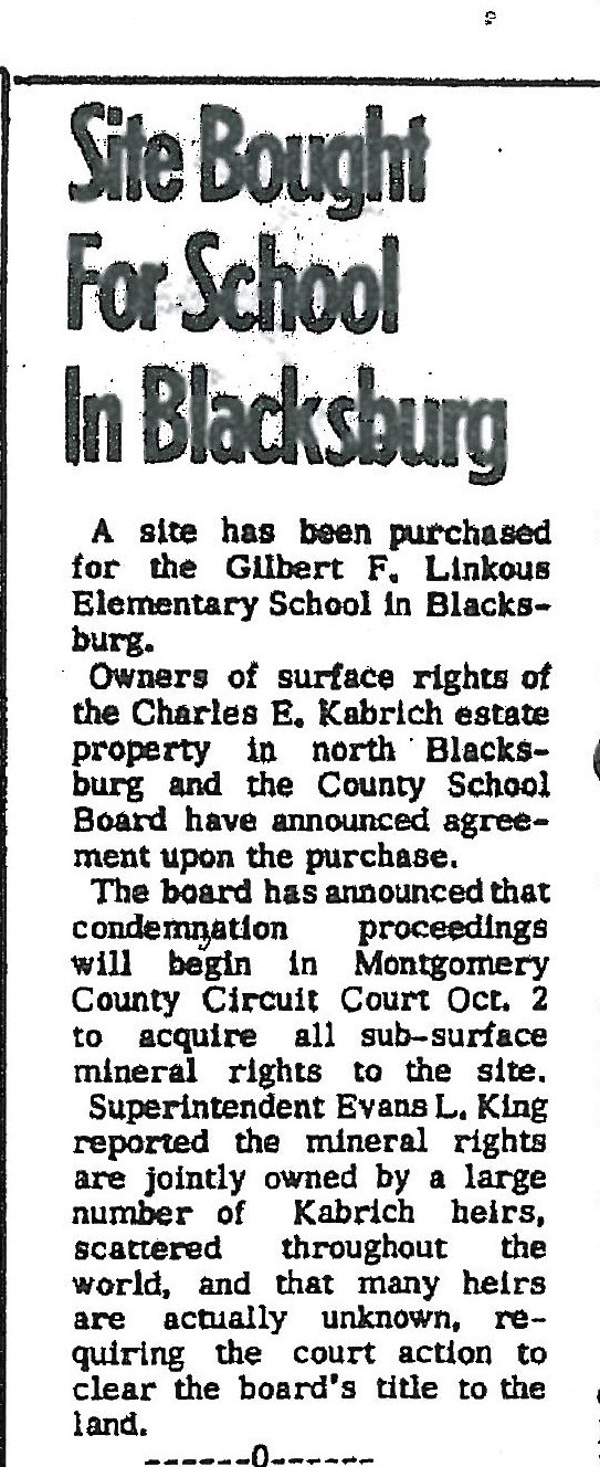 Gilbert Linkous Elementary – Gathering Blacksburg History